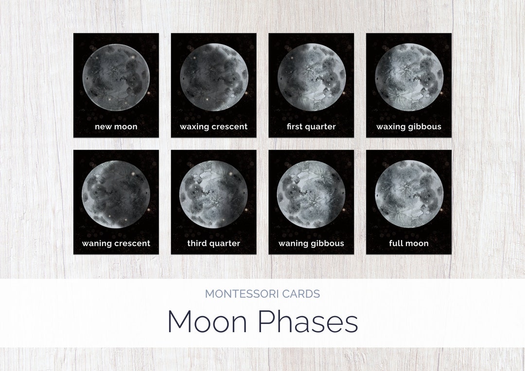Moon Phases | Montessori Cards | Montessori Education | Homeschool - Etsy
