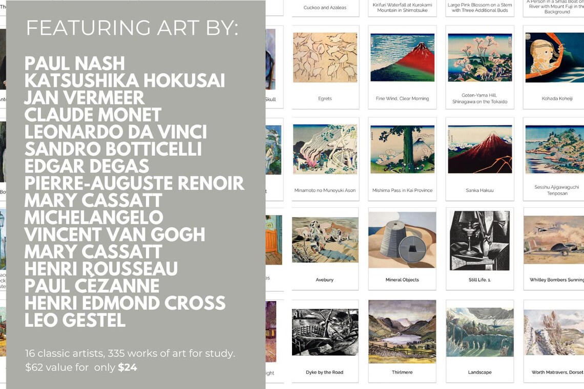 Mega Bundle 3-part Art Cards: 16 Classic Artists, 335 Artworks for ...