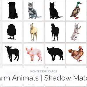 Farm Animals | Montessori Shadow Matching Cards | Montessori Toys ...
