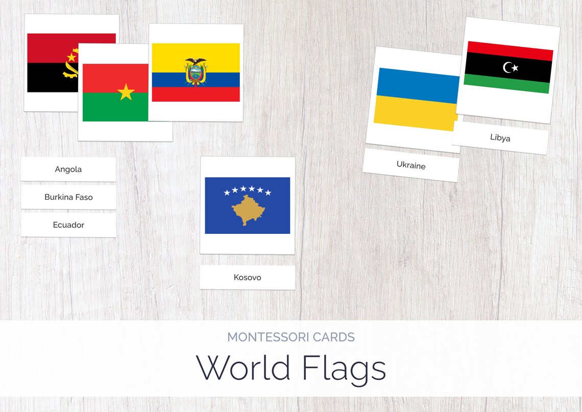 MEGA BUNDLE | 195 Sets of World Flags Montessori Cards | Geography ...