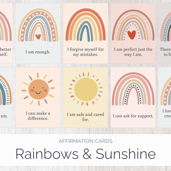 Rainbow Affirmation Cards - Etsy