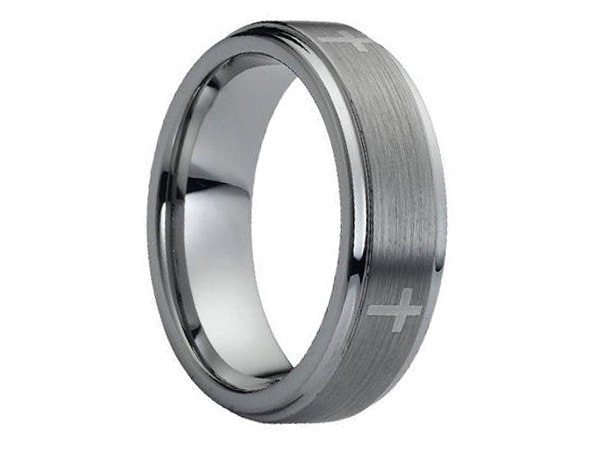 Tungsten Wedding Ring Tungsten Wedding Band Cross Ring | Etsy