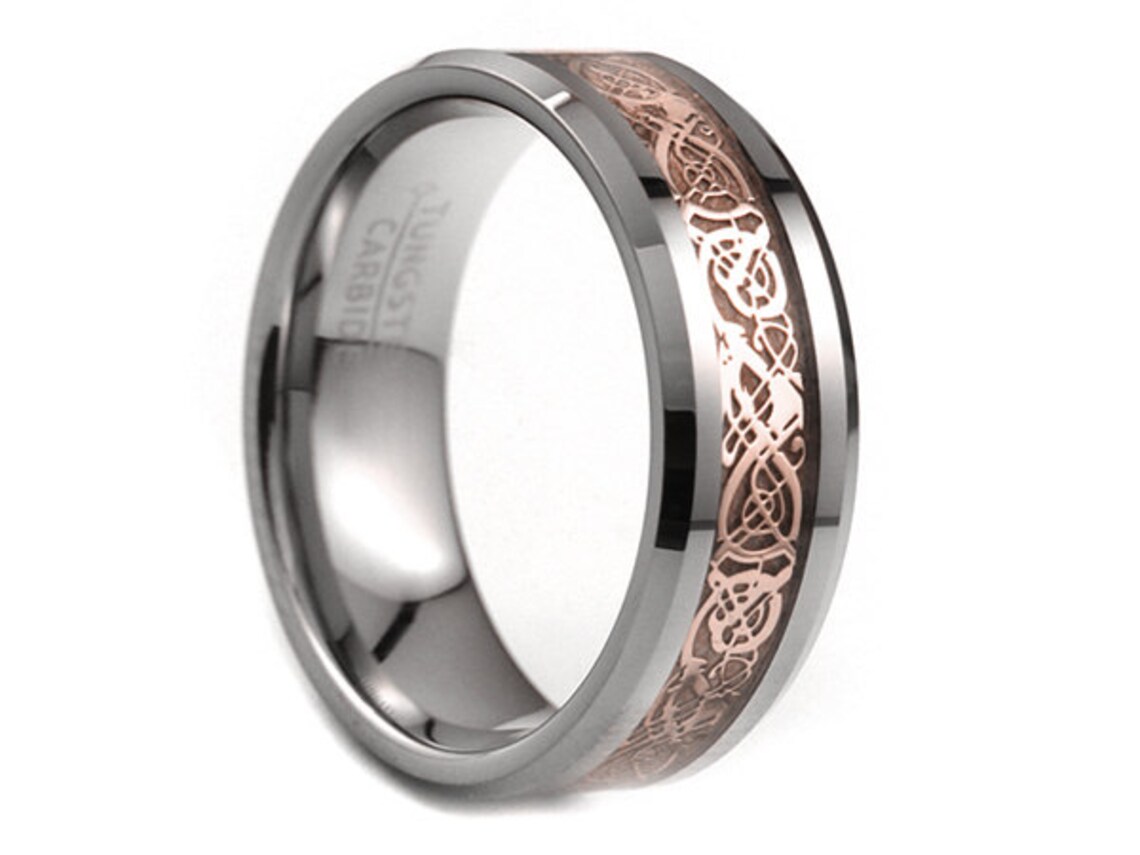 Rose Gold Celtic Dragon Design Inlaytungsten Carbide - Etsy