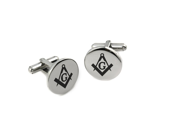 Freemason Cufflinks Masonic Symbol Cuff Links Masonry Stainless Steel ...