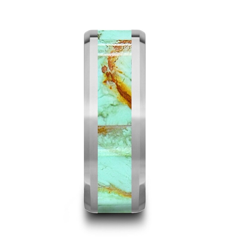 8mm Light Blue Turquoise Stone Inlay Tungsten Carbide Wedding | Etsy