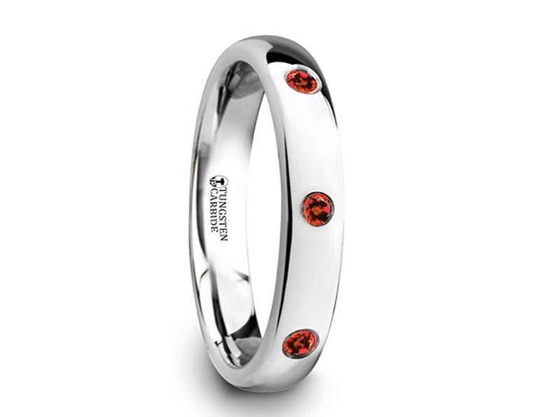 Red Ruby Tungsten Carbide Wedding Band 4mm Tungsten Ruby Ring Red 4mm ...