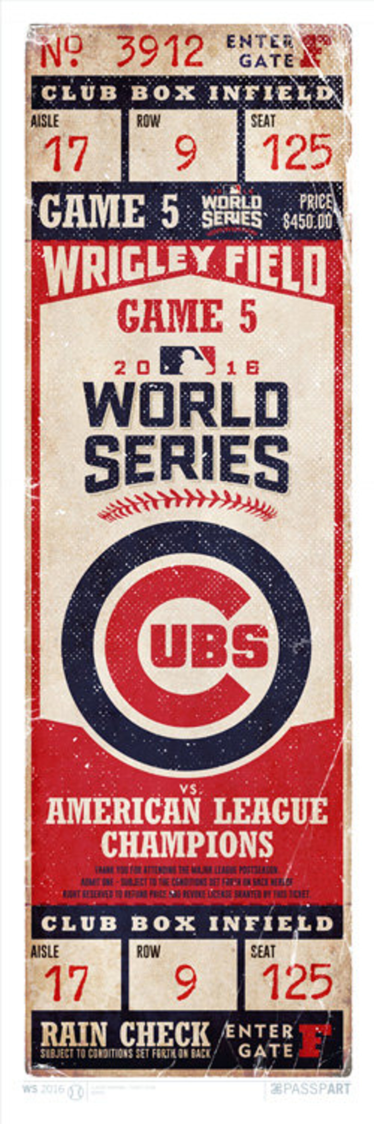 2016 World Series Chicago Cubs Oversize Vintage Ticket - Etsy