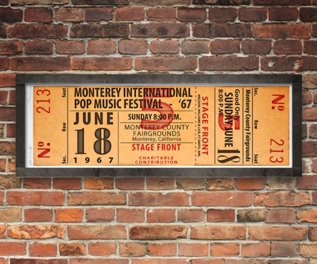 Monterey International Pop Music Festival 1967 Concert Ticket - Etsy