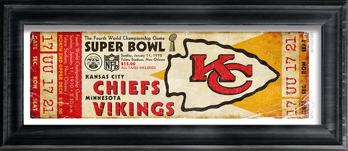 Superbowl 4 Kansas City Chiefs Vintage Ticket Poster - Etsy