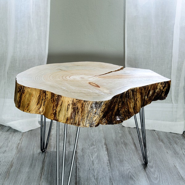 Wood Tree Slice Table With Hairpin Legs - Etsy
