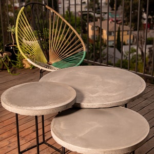 Modern Round Concrete Coffee Table - Minimalist Patio Furniture - Etsy