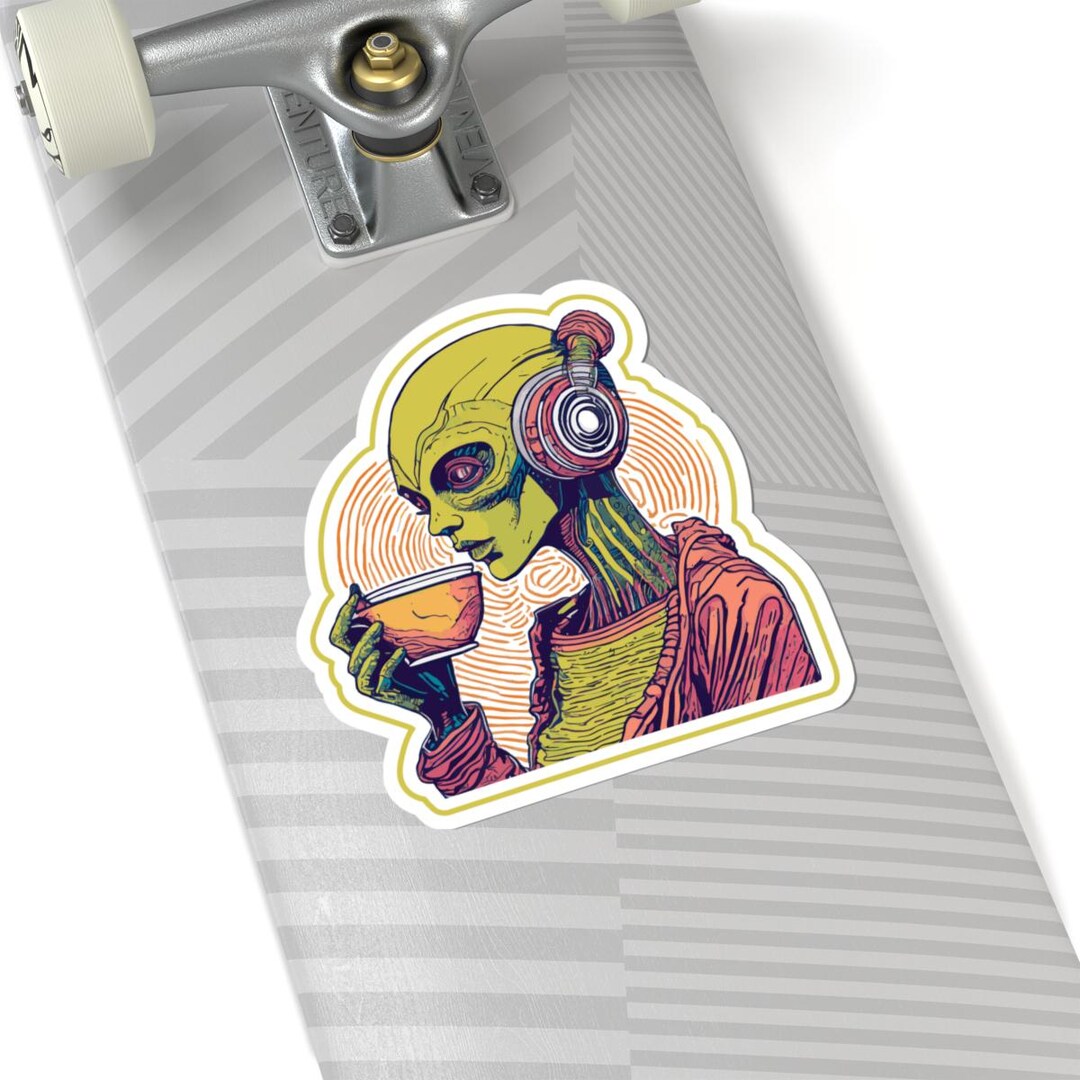 Alien Girl Sticker, Lo-fi Latte, Space Babe Vinyl Decal - Etsy