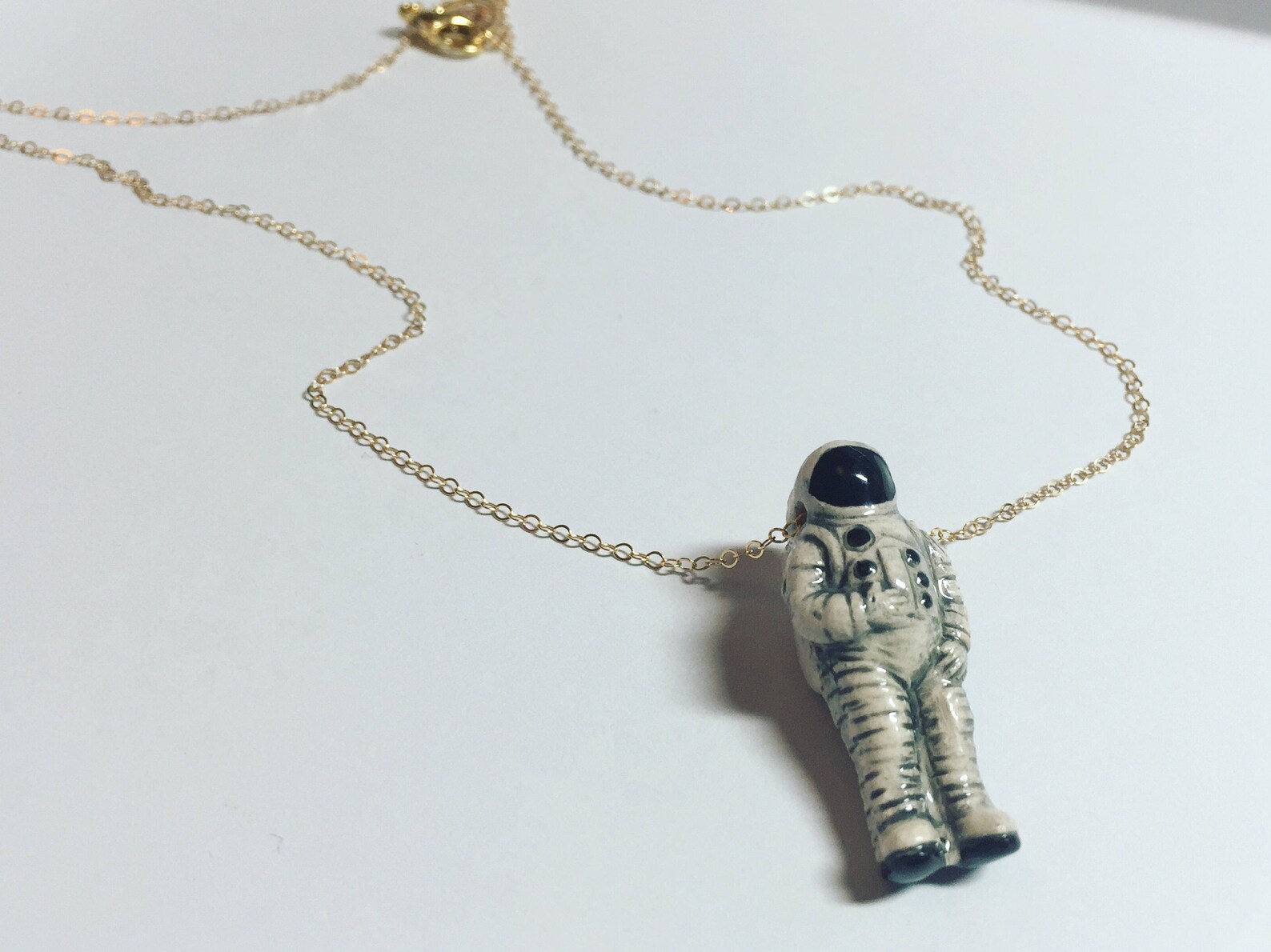 Floating Astronaut Necklace 18 14k Gold Filled Chain - Etsy