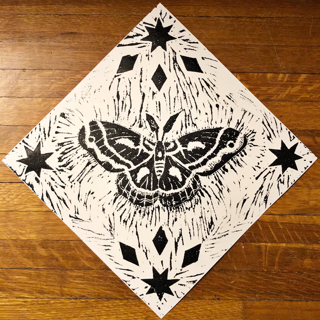 Cecropia Moth Block Print • Moth Wall Art • Geometric Nature Art - Etsy