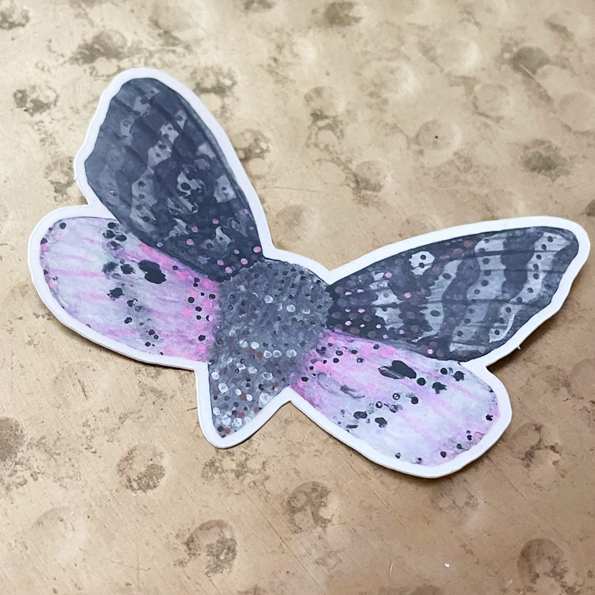 Pink and Grey Moth Vinyl Sticker Decal Moth Sticker Laptop - Etsy