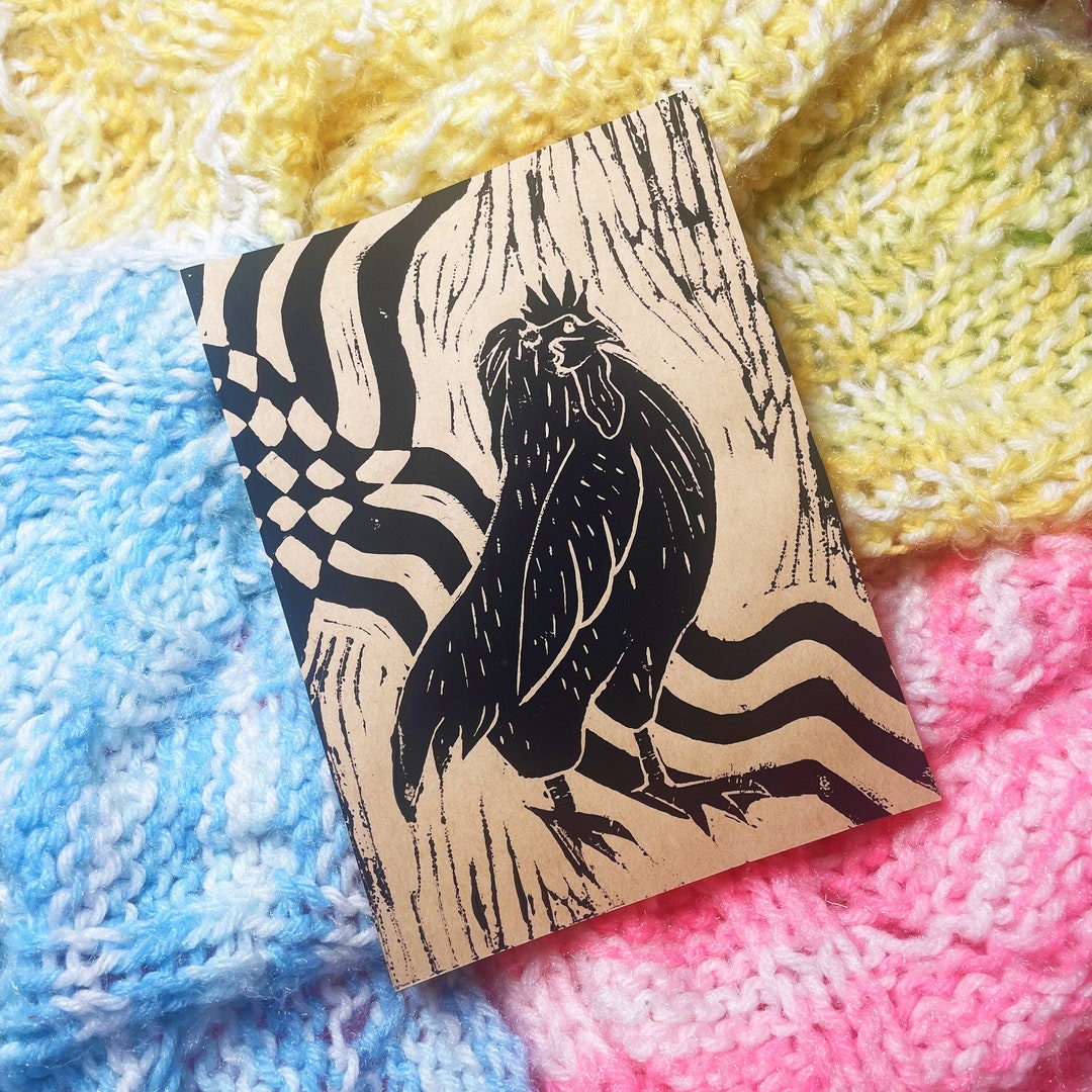 Chicken Block Print Unique Farm Animal Art Kitchen Decor - Etsy
