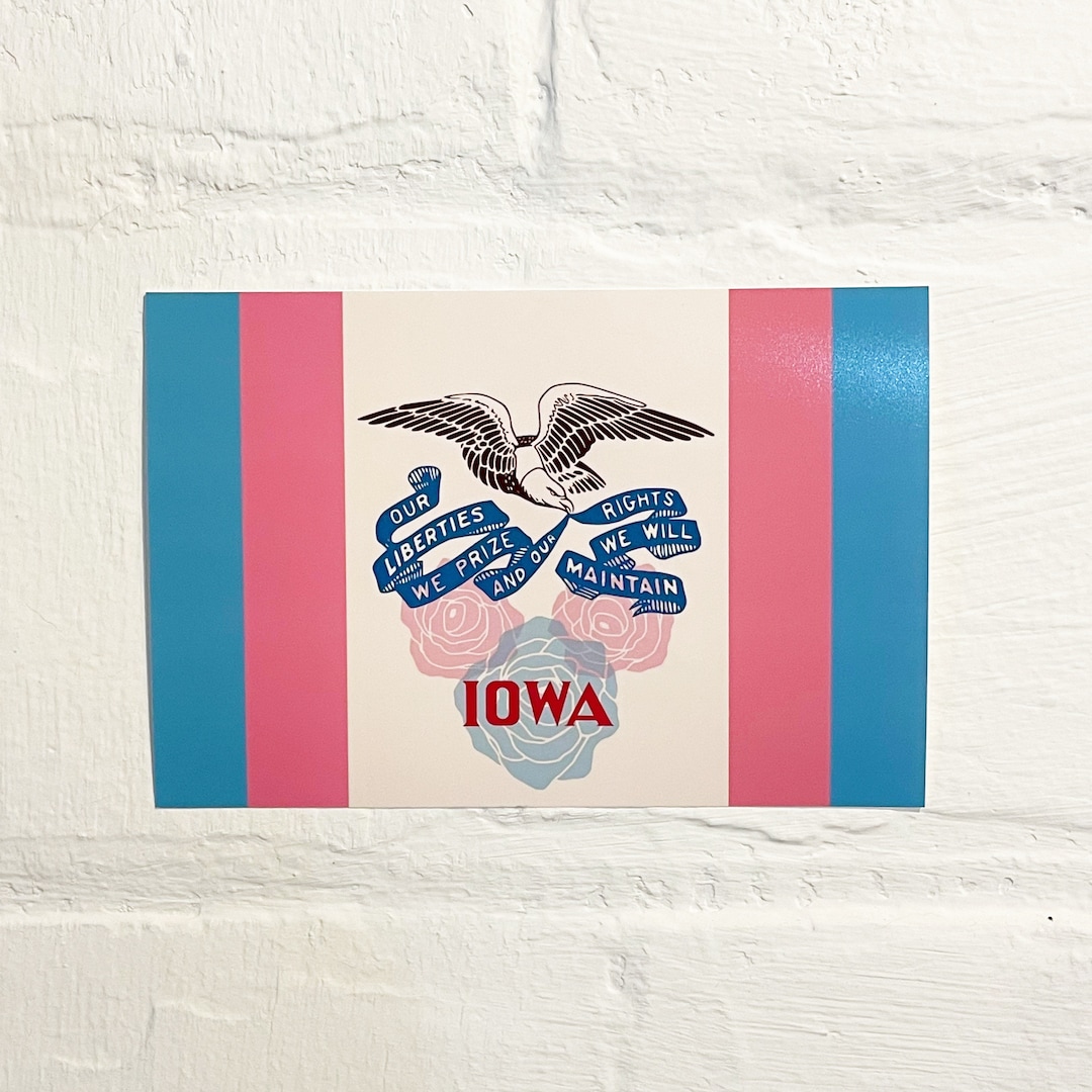 Transgender Iowan Flag • Trans Pride Flag Iowa • Iowa State Flag ...