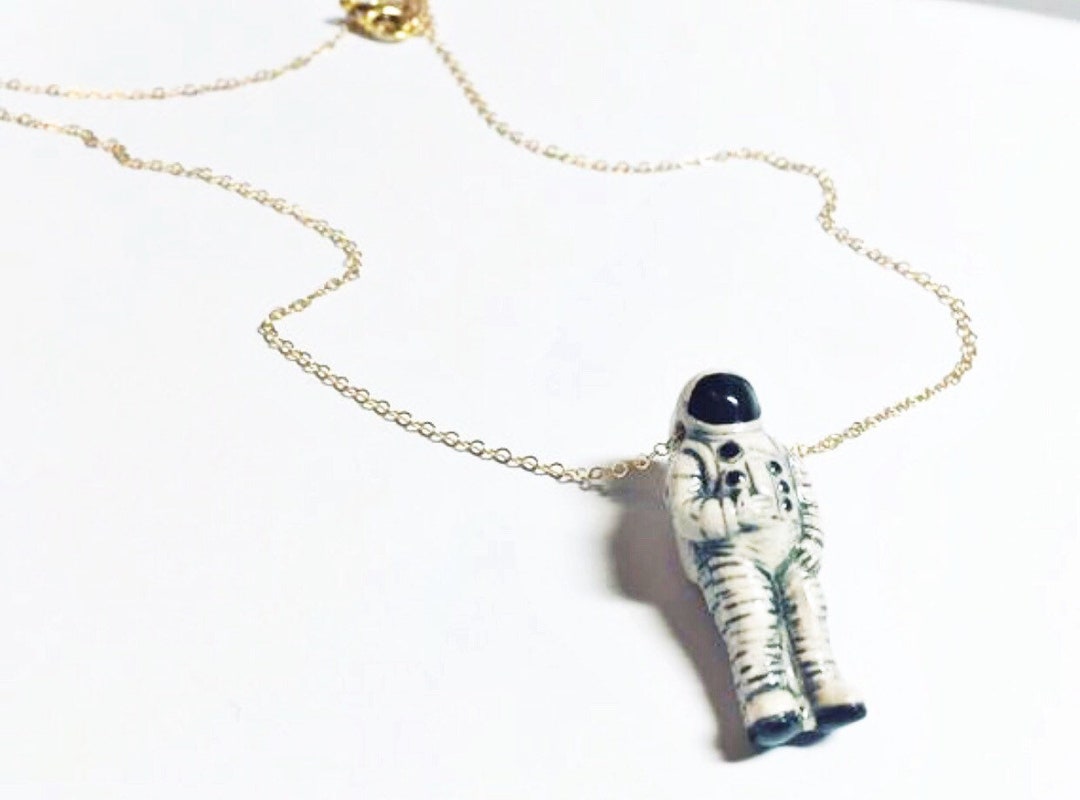 Floating Astronaut Necklace • 18" • 14k Gold Filled Chain • Space ...
