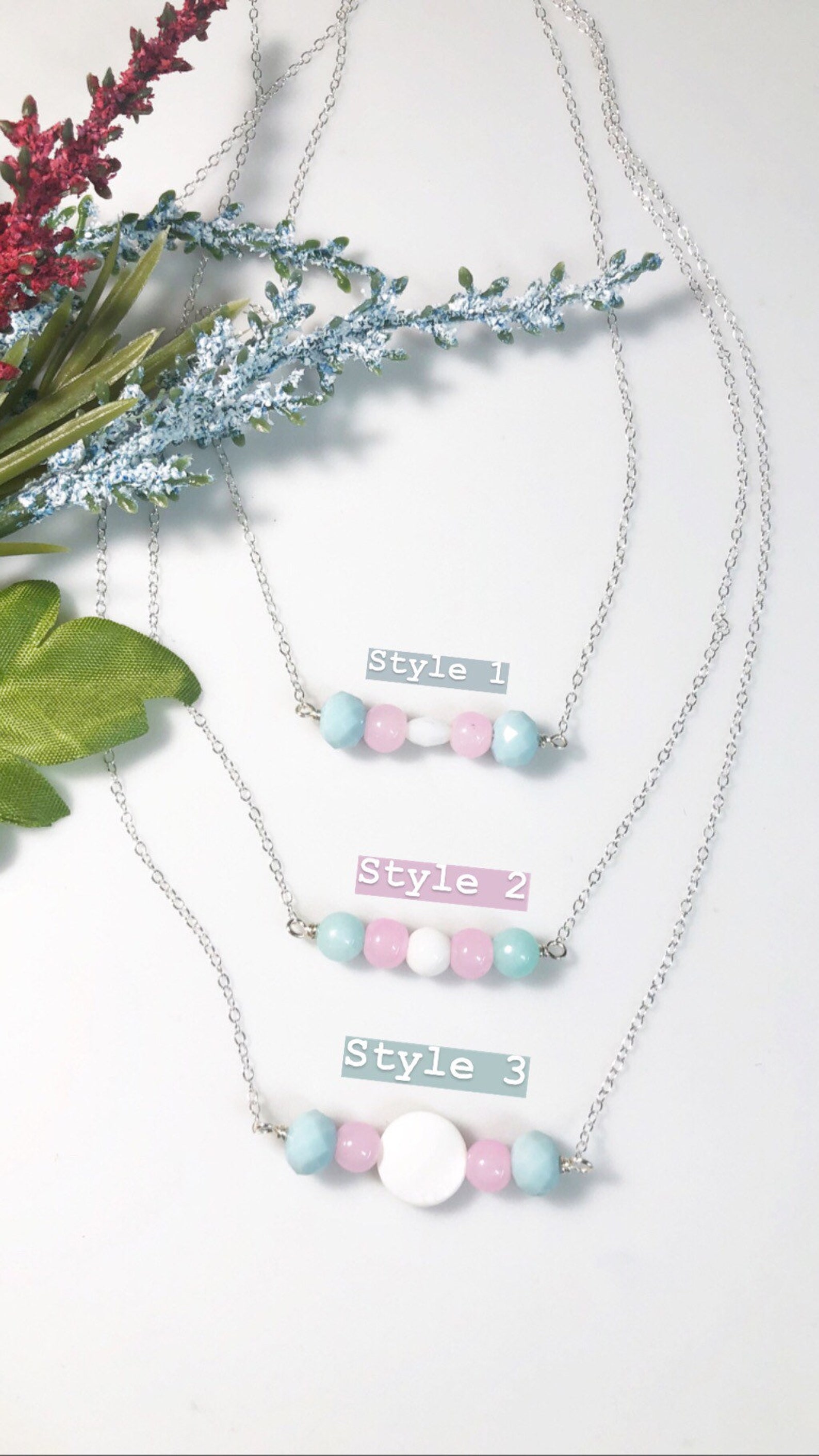 Trans Pride Flag Beaded Bar Necklace Solid Sterling Silver - Etsy