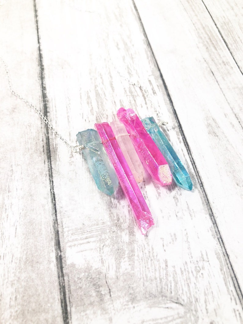 Trans Pride Flag Crystal Necklace Quartz Crystal Solid - Etsy