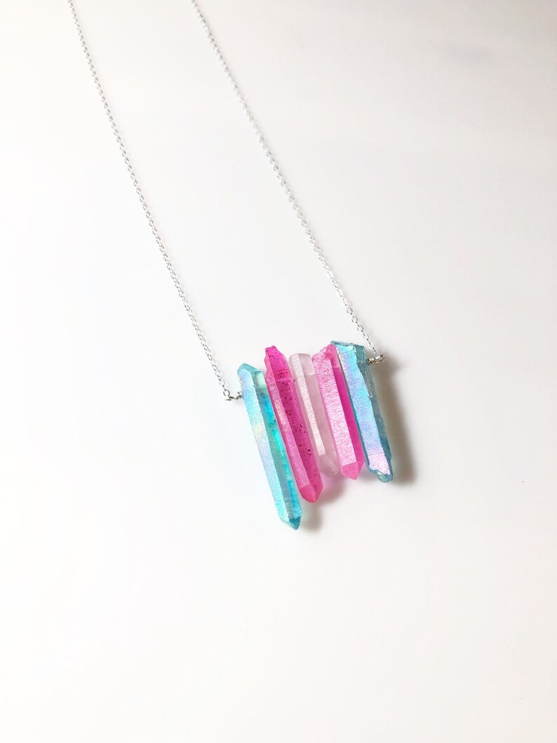 Trans Pride Flag Crystal Necklace Quartz Crystal Solid - Etsy