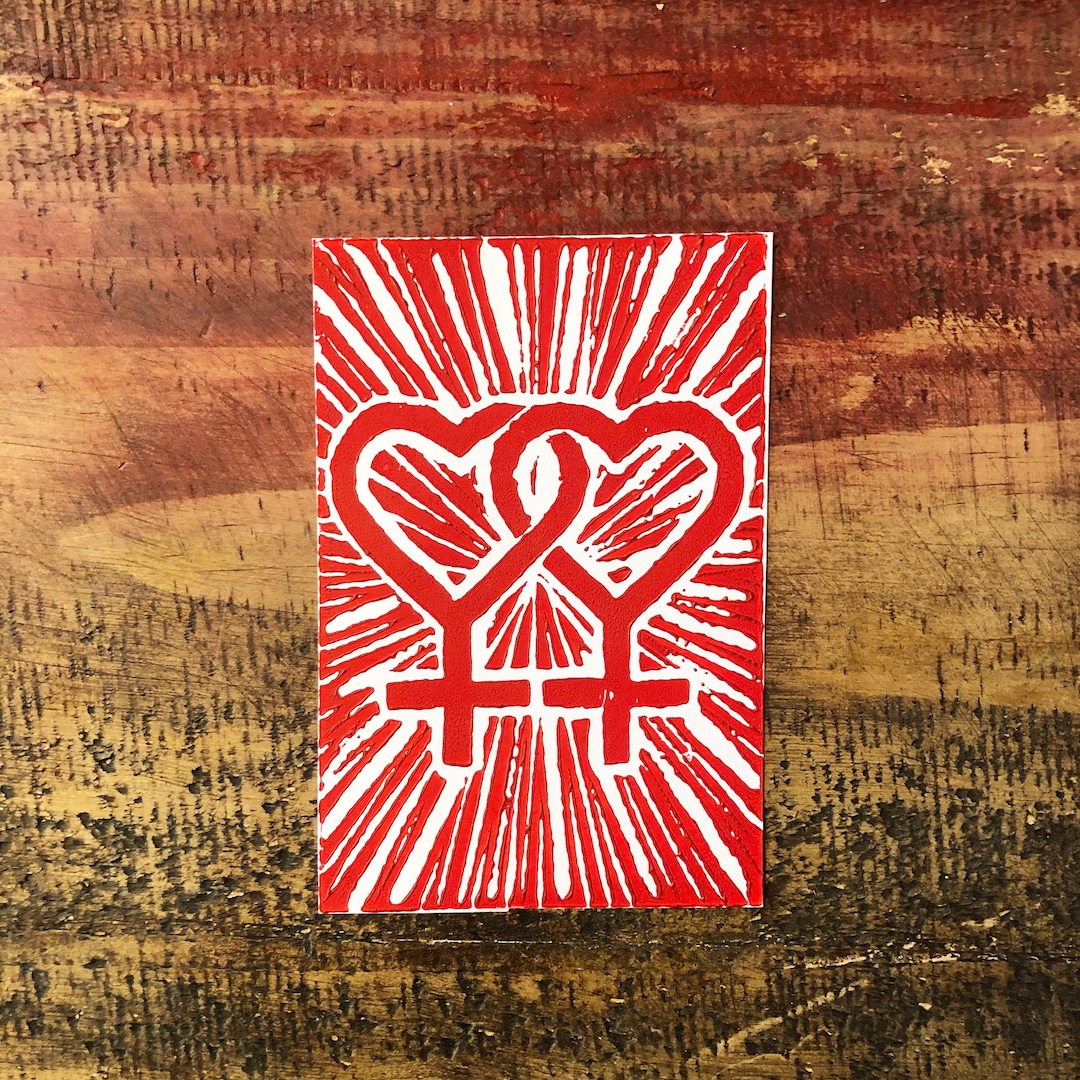 Red Heart Double Venus Symbol Art Print • WLW Art • Lesbian Art • Queer ...