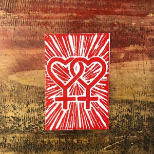 Red Heart Double Venus Symbol Art Print • WLW Art • Lesbian Art • Queer ...