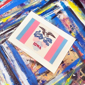 Transgender Iowan Flag • Trans Pride Flag Iowa • Iowa State Flag ...