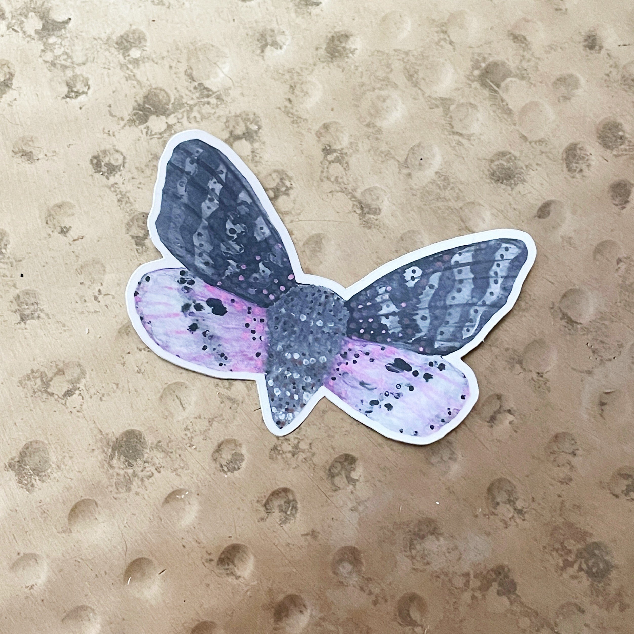 Pink and Grey Moth Vinyl Sticker Decal Moth Sticker Laptop - Etsy