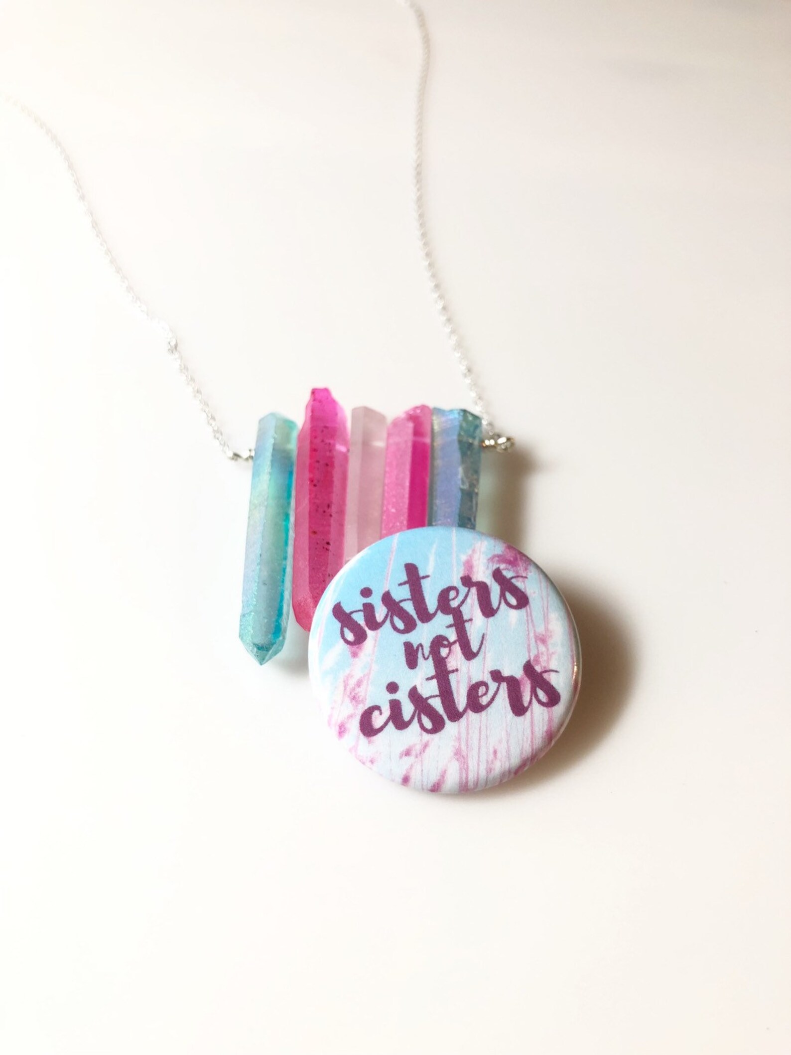 Trans Pride Flag Crystal Necklace Quartz Crystal Solid | Etsy