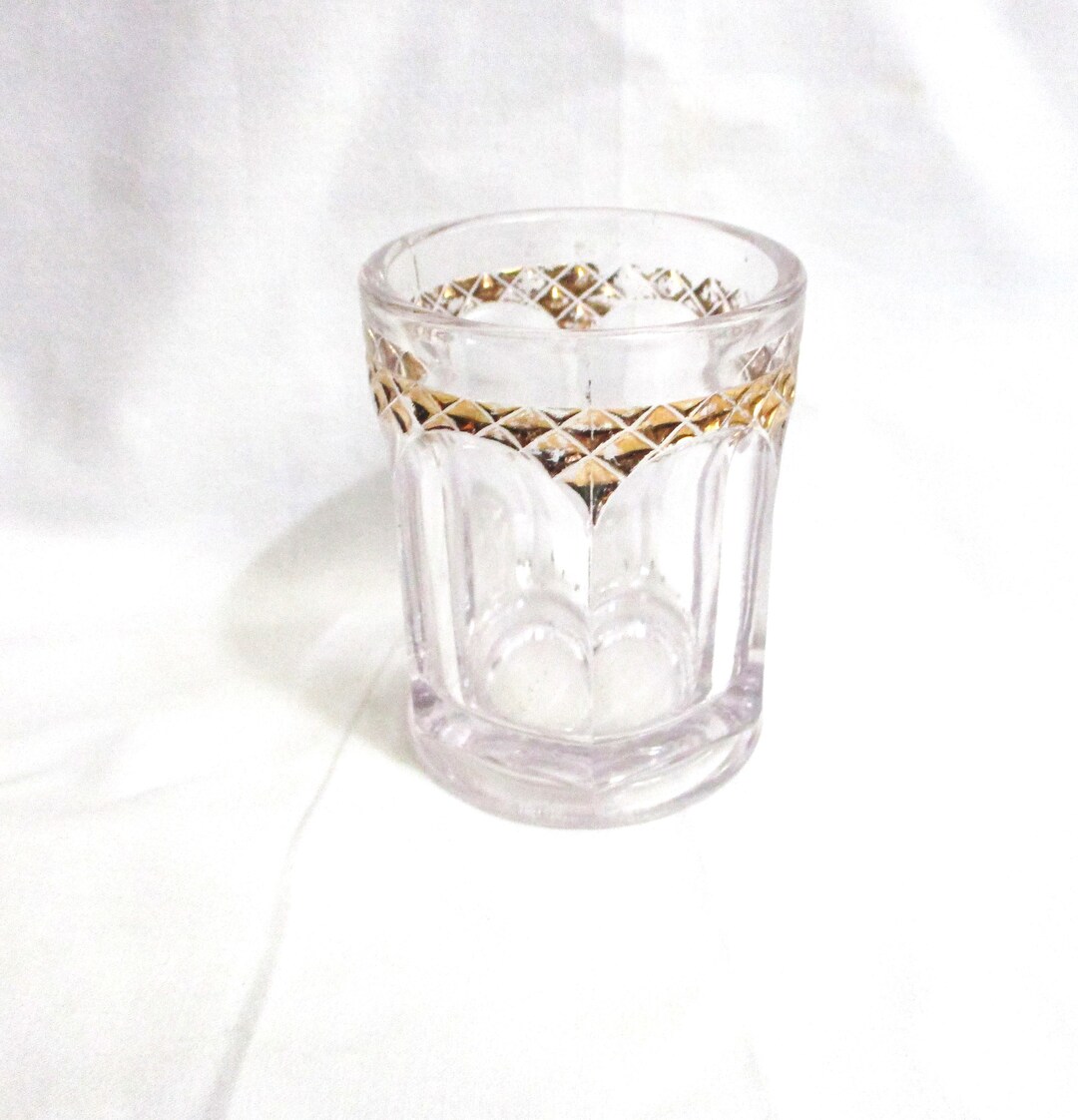 Shot Glass Gold Trimmed Panel Hexagon Cocktail 2.25 Inches Tall 1950's ...