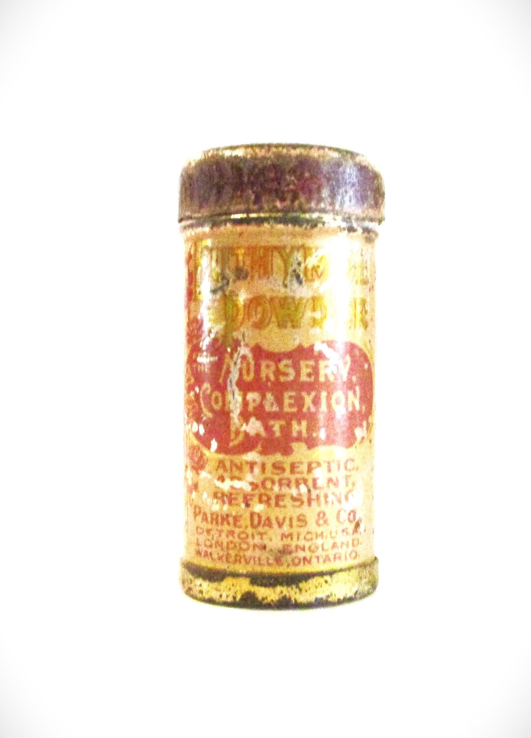 Euthymol Talcum Powder Tin Advertising Parke Davis & Co. Tin Box Rare ...