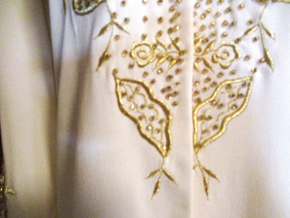 Jenna Ivory Silk Suit 1940's Gold Embellishments Made… - Gem