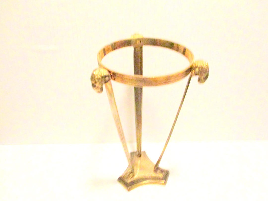 Ram Head Brass Bowl Stand Display Tripod 9.5 Inches Tall Ram Heads and ...