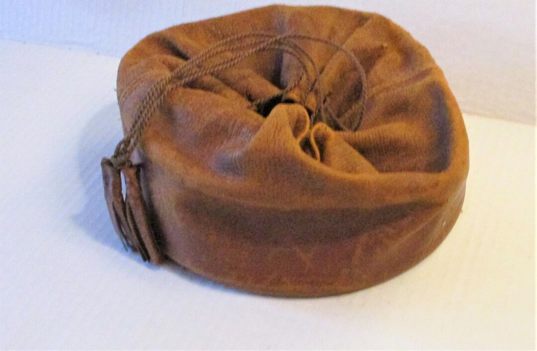 Antique Leather Collar Box Pouch Drawstring Bag Traveling Jewelry Pouch ...