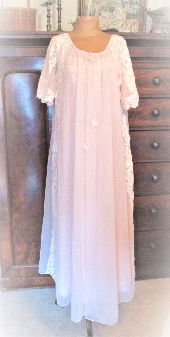 Shadowline Nightgown Peignoir Set Double Chiffon Brid… - Gem