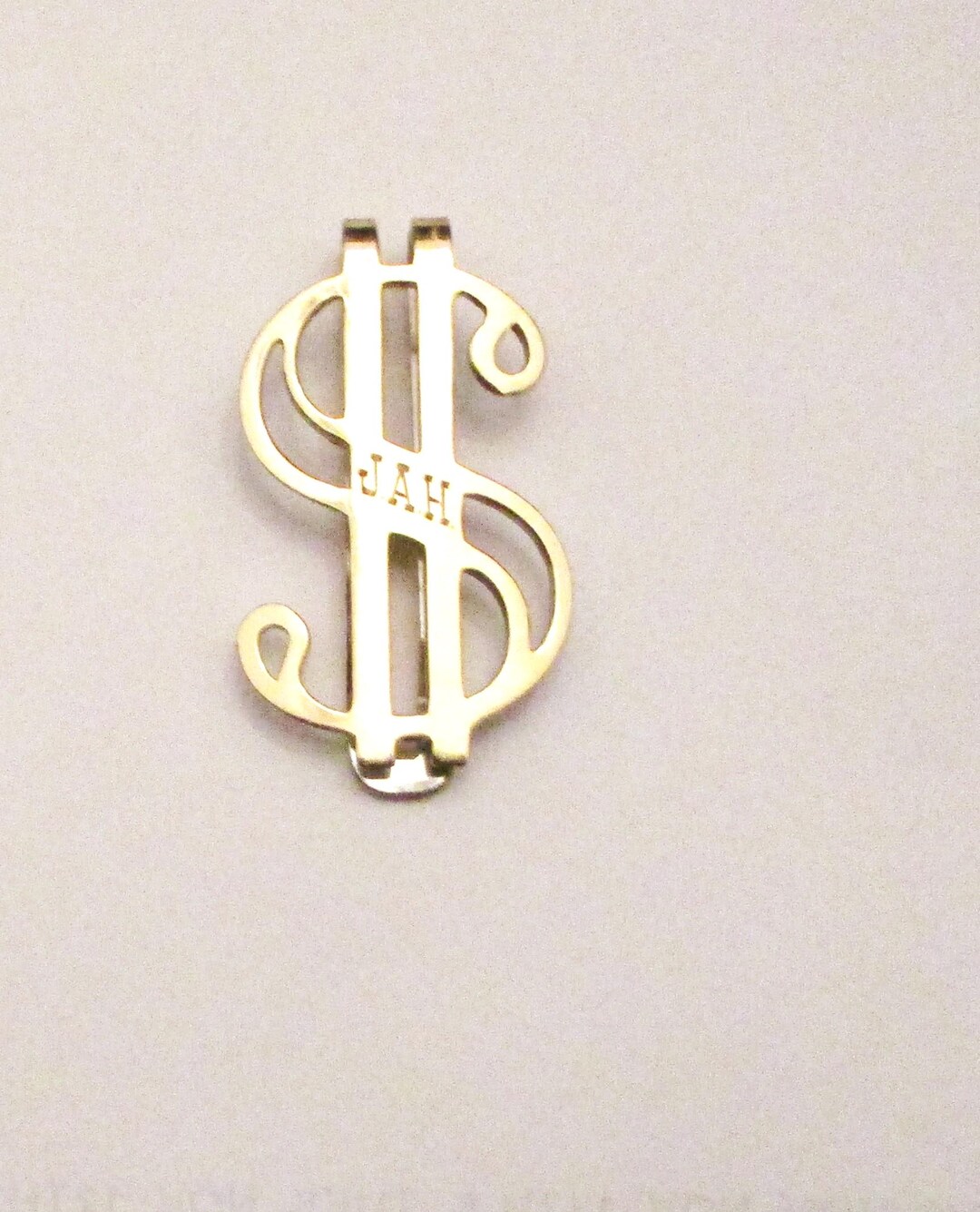 Sterling Silver 14K Gold Money Clip Dollar Sign Design Monogram JAH - Etsy