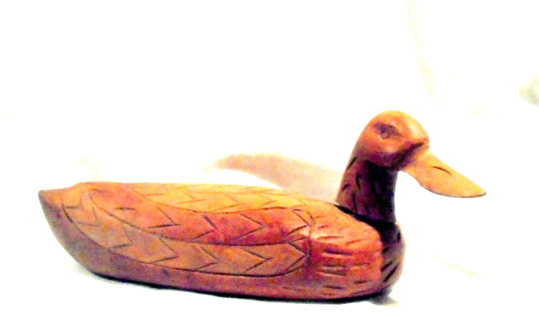 Hand Carved Duck Decoy Folk Art Swivel Head Primitive Rustic Vintage ...