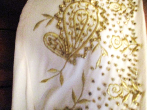 Jenna Ivory Silk Suit 1940's Gold Embellishments Made… - Gem