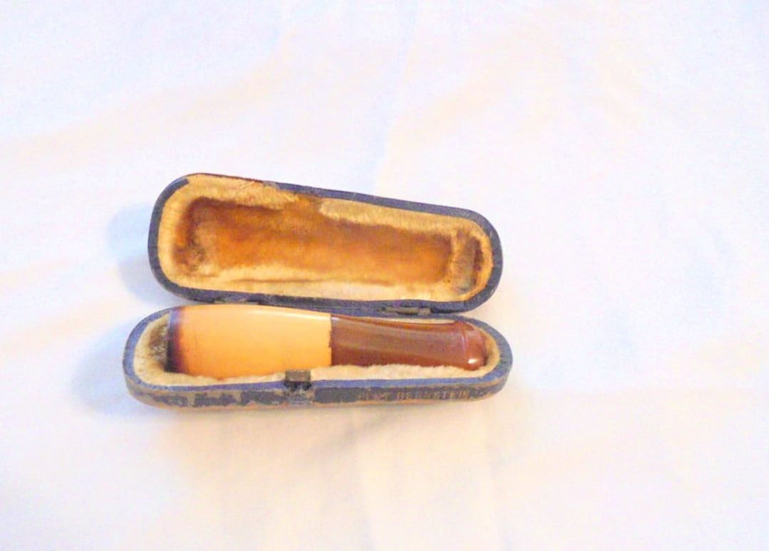 Cigar Cheroot Holder Leather Case Echt Naturmeerschaum Echt Bernstein ...