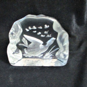 ARTMARK 1980's Duck Crystal Glass Paperweight Desk Accessory - Etsy