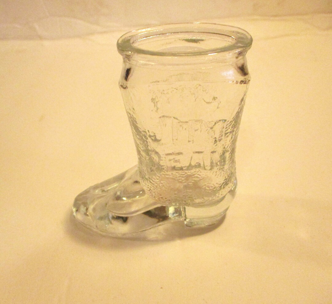 Jim Beam Cowboy Boot Whiskey Shot Glass Jigger Embossed 3 Inches Tall ...