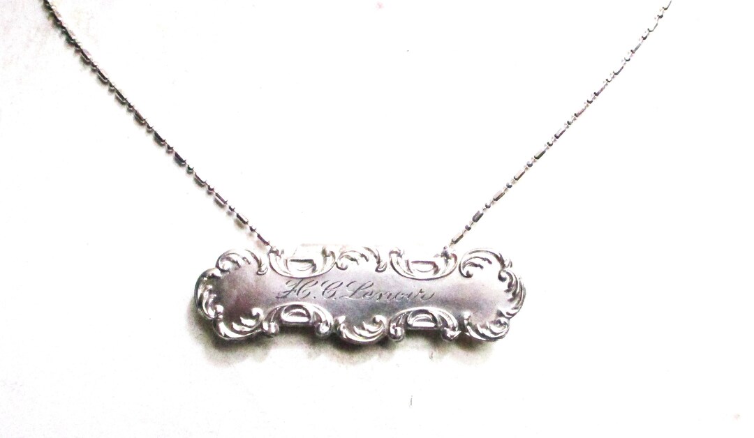 Sterling Silver Name Tag Pendant Monogram 1920's - Etsy