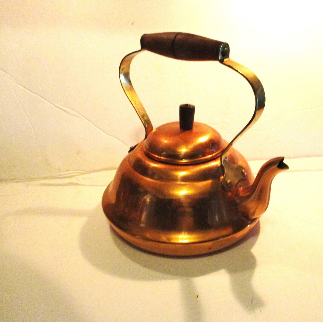 Copral Copper Tea Kettle Portugal Wood Handle and Finial Fixed Handle ...