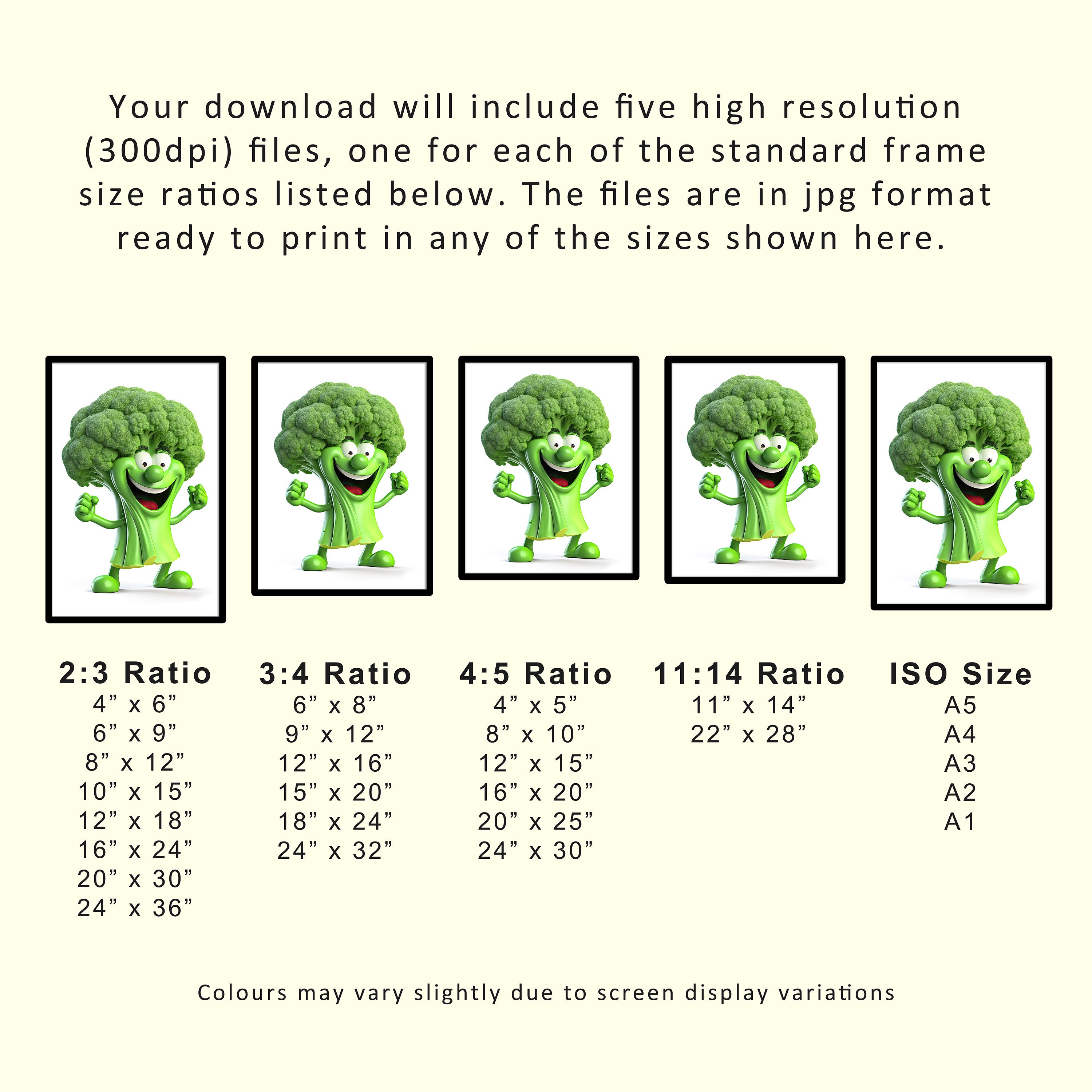 Fun Broccoli Character Digital Download Fun Wall Art Vegetable ...