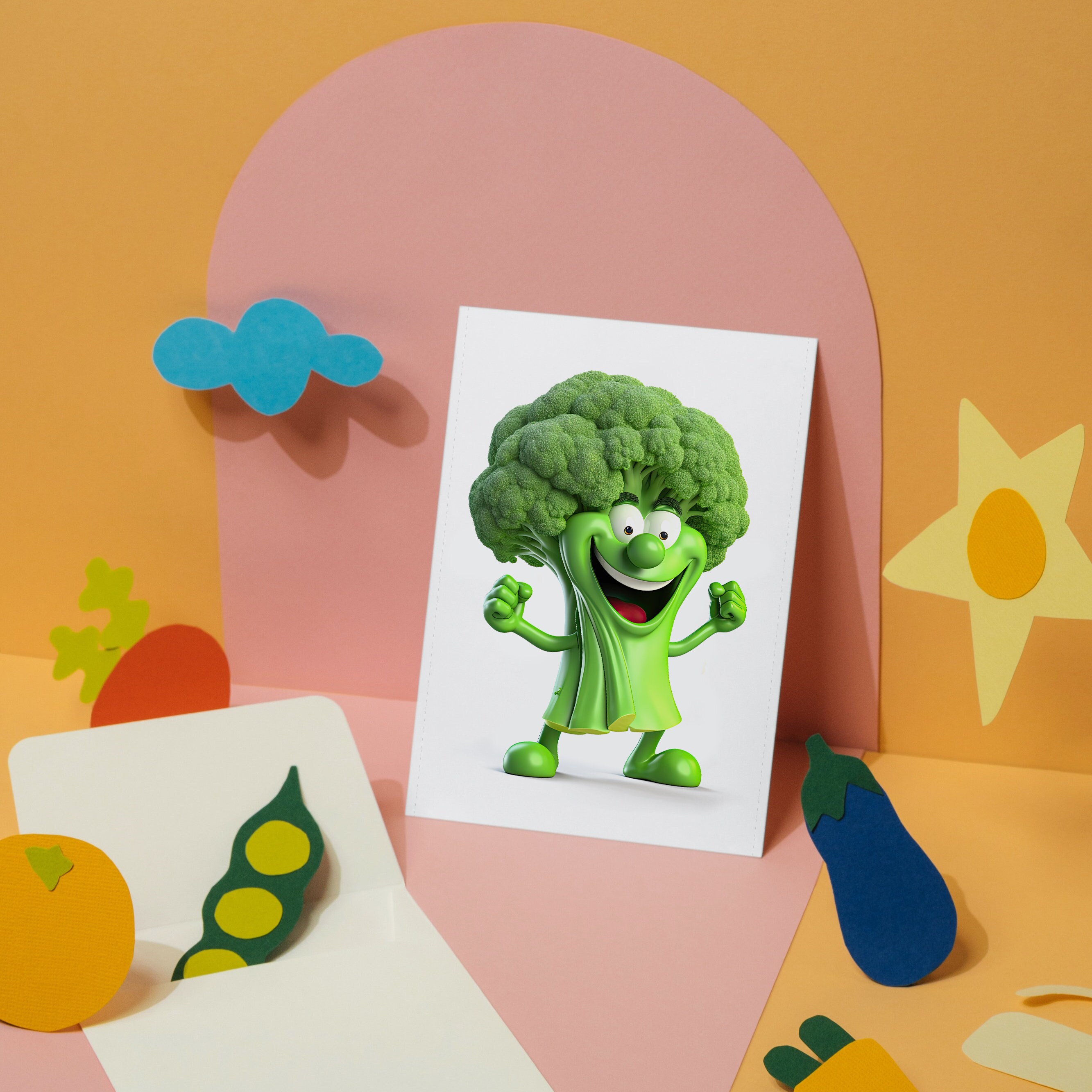 Fun Broccoli Character Digital Download Fun Wall Art Vegetable ...