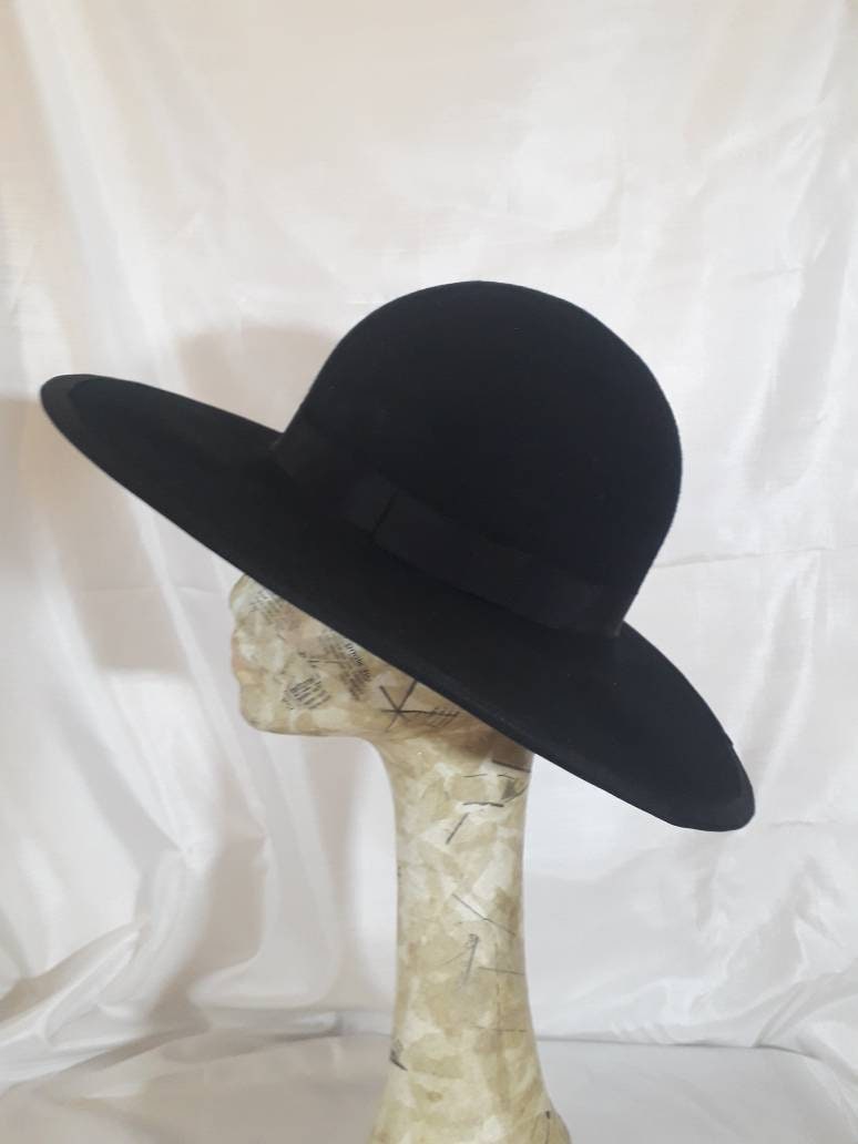 Black Wide Brim Hat | Etsy