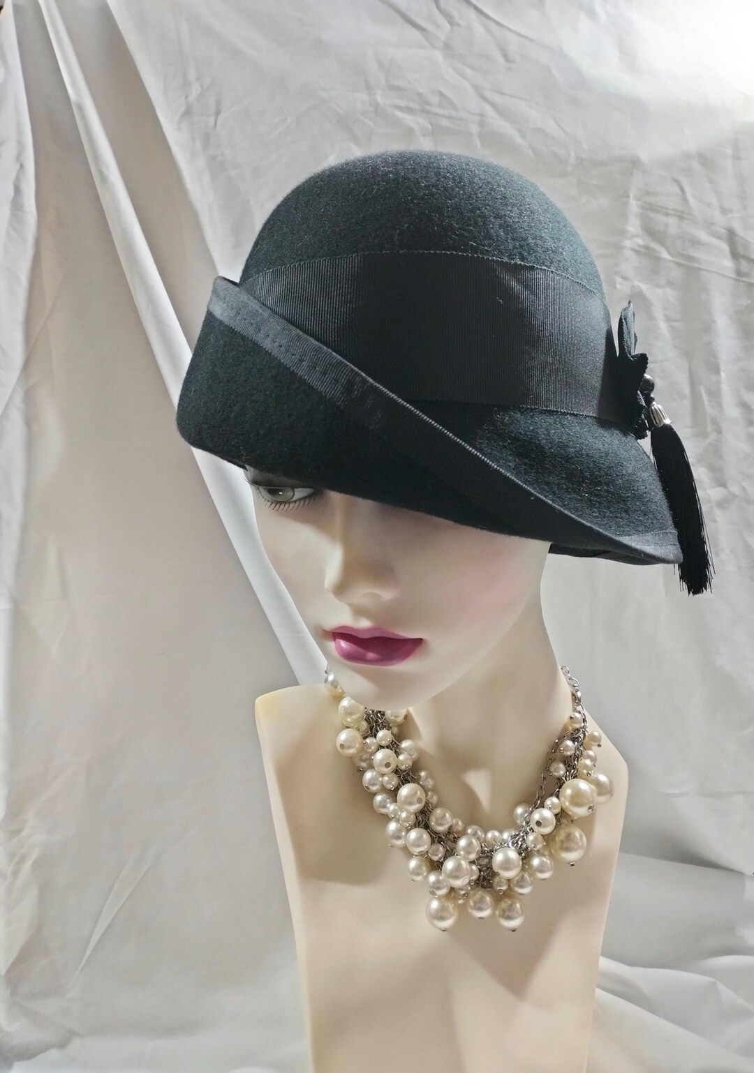 Black Cloche Hat - Etsy