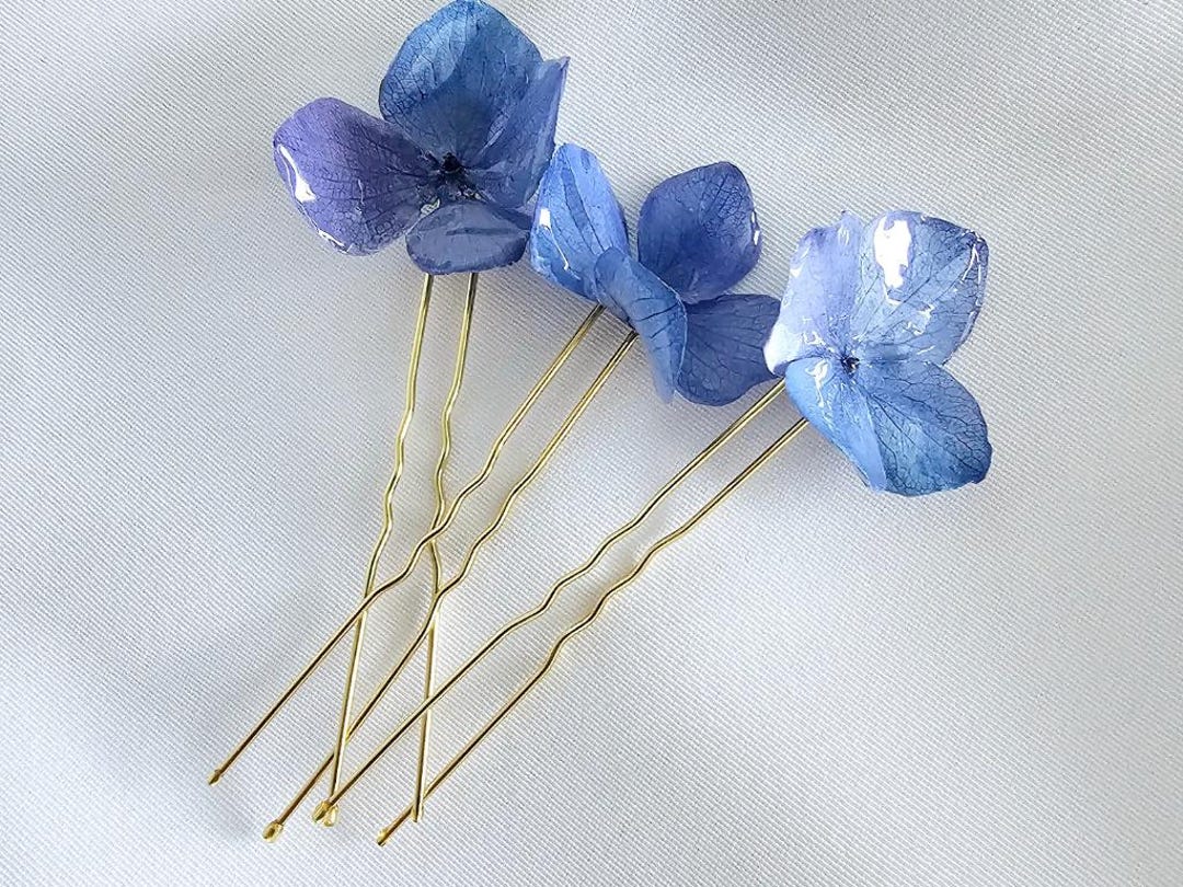 Hydrangea Flower Hairpin - Blue Floral Hairpin - Bridal Headpiece ...