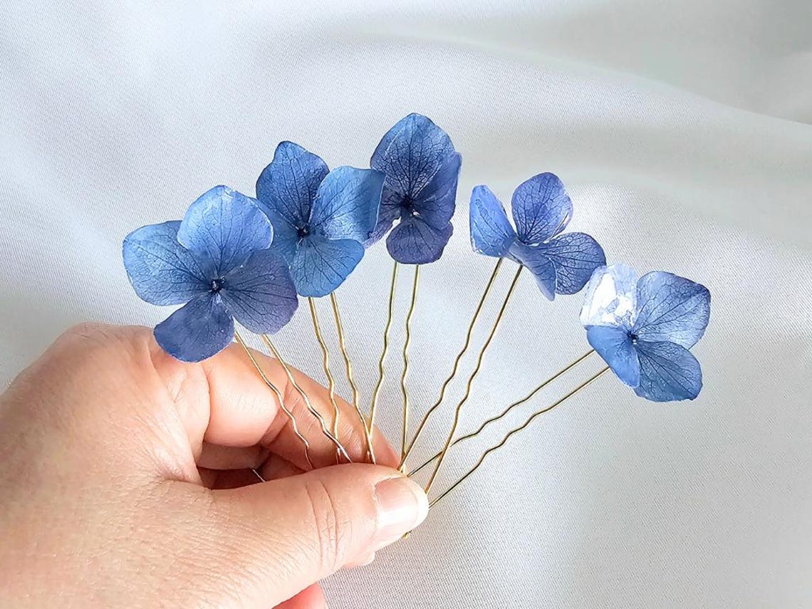 Hydrangea Flower Hairpin - Blue Floral Hairpin - Bridal Headpiece ...